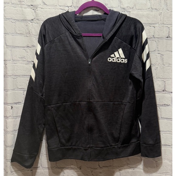 adidas | Shirts | Adidas Full Zip Hoodie Jacket Mens Dark Gray ...